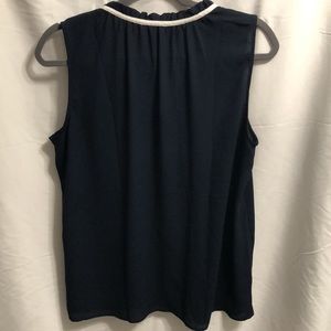 LOFT | Tops | Loft Navy Ruffle Collar Tie Neck Blouse | Poshmark